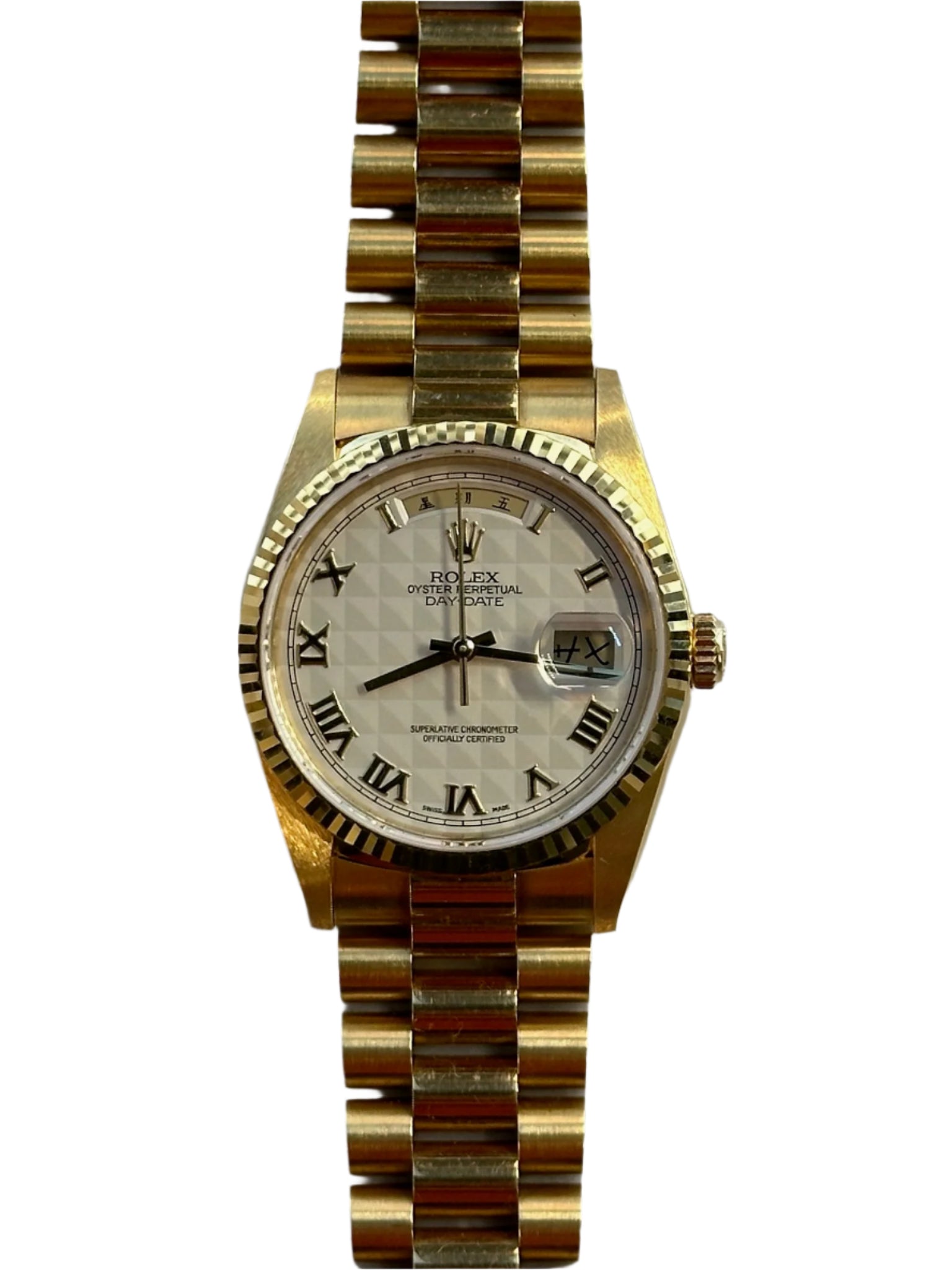 Rolex - Pre-owned Yellow Gold Day-Date 36 Asian Day & Date-Wheel White ...