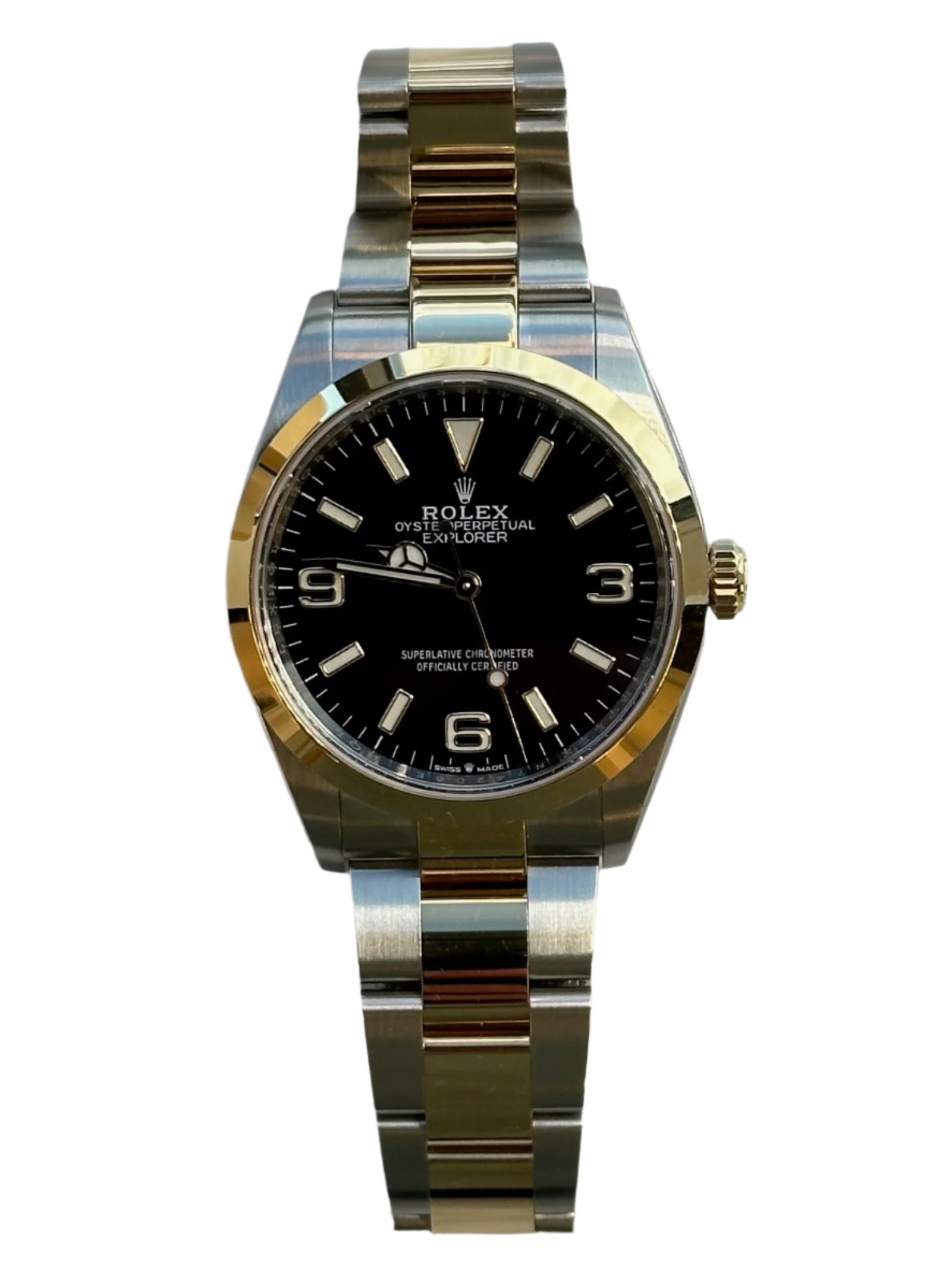Rolex - Pre-owned Two Tone Yellow Gold Explorer 36mm Black Dial 124273 ...