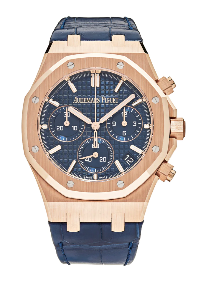 Audemars Piguet - Unworn Rose Gold Royal Oak Chronograph Blue Dial 262 ...