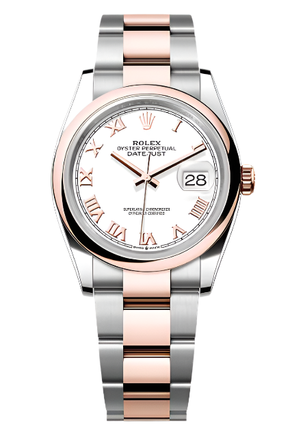 Rolex - Unworn Two Tone Rose Gold Datejust 36mm White Roman Dial Oyste ...